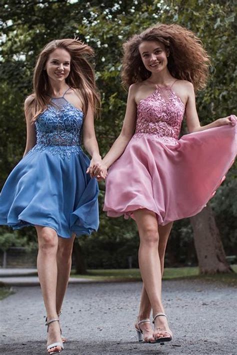 A Line Bluepink Lace Short Prom Homecoming Dresses Bluepink Lace Fo
