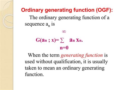 Generating Functions Ppt
