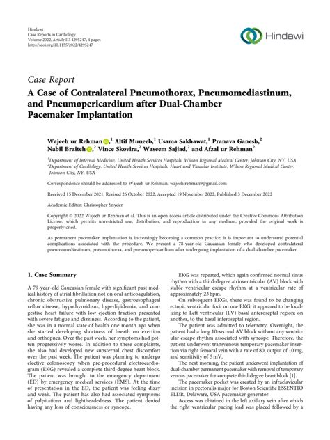 Pdf A Case Of Contralateral Pneumothorax Pneumomediastinum And Pneumopericardium After Dual