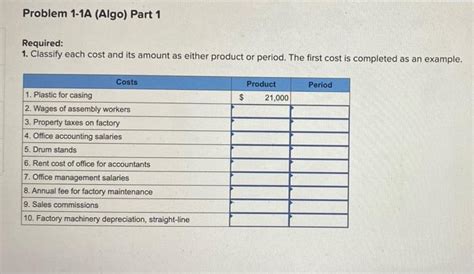 solved required informationproblem 1 1a algo classifying