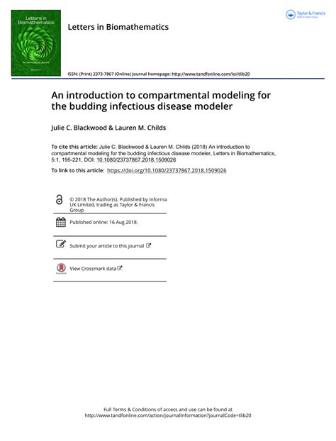 Pdf An Introduction To Compartmental Modeling For The Budding Infectious Disease Modeler