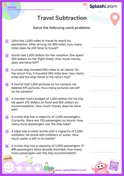 Subtraction Word Problems Worksheets Free And Printable Splashlearn