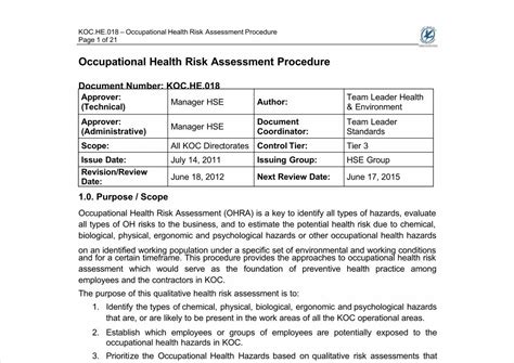 Pdf Koche018 Occupational Health Risk Assessment Procedure