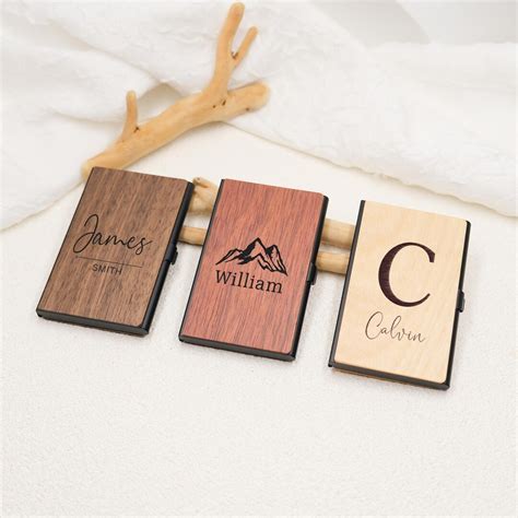 Personalized Wooden Business Card Holder Custom Engraved Wood Business