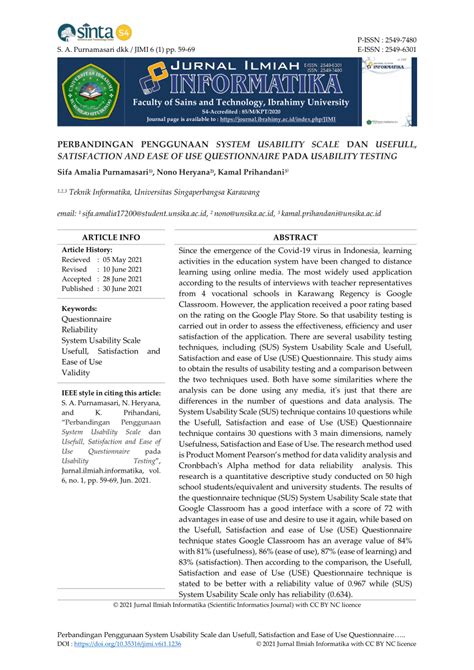 PDF Perbandingan Penggunaan System Usability Scale Dan Usefull Satisfaction And Ease Of Use