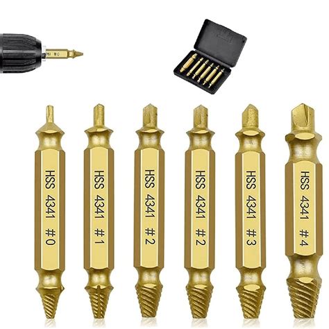 Double Head Extractor Screw Sliding Thread Screw Removal Tool 6 Piece Screw Bit Extraction Set