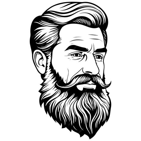 Beard Drawing Realistic Hand Drawing Line Art Pencil Sketch Isolated