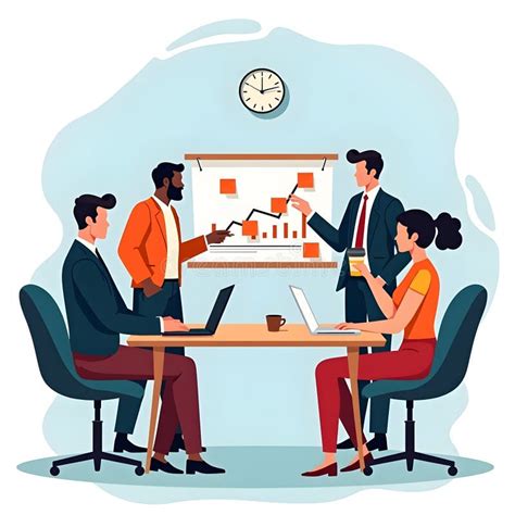 Business Meeting Illustration Showing Team Collaboration And Growth