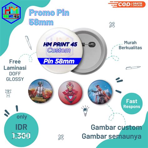 Jual Cetak Pin Peniti Custom 58 Mm Hitam Termurah Pin Peniti Custom