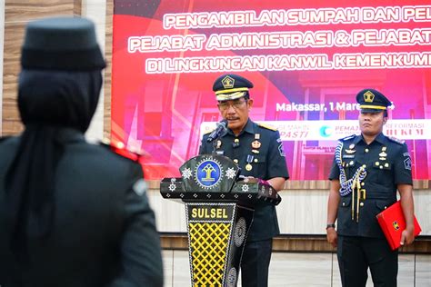 Lantik Pejabat Struktural Dan Pejabat Fungsional Kakanwil Kemenkumham