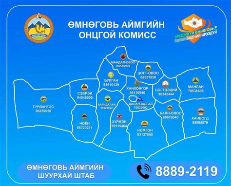 Өмнөговь Сумдын шуурхай штабын дугааруудыг хүргэж байна