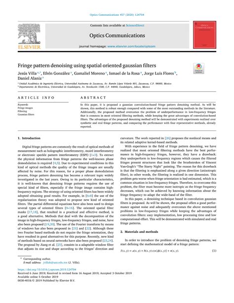 Pdf Fringe Pattern Denoising Using Spatial Oriented Gaussian Filters