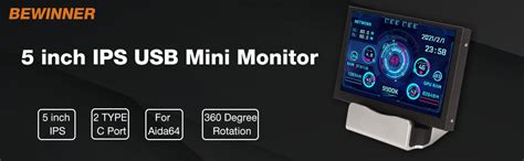 Bewinner 5 Zoll IPS USB Bildschirm PC CPU RAM HDD Datenmonitor