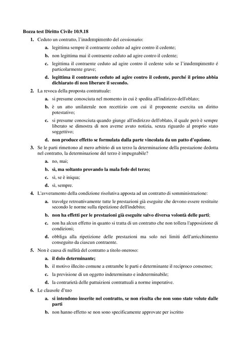 Test Esame Diritto Civile Docsity