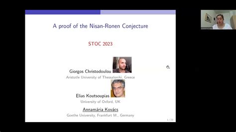 Stoc 2023 4b A Proof Of The Nisan Ronen Conjecture Youtube