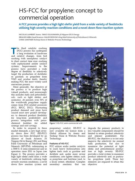 Vcmstudy Catalyst Group Hs Fcc For Propylene Concept To Commercial