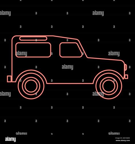 Neon Off Road Vehicle Red Color Vector Illustration Image Flat Style