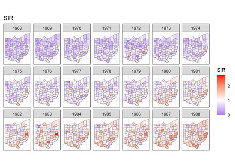 Chapter 7 Spatio Temporal Modeling Of Areal Data Lung Cancer In Ohio Geospatial Health Data