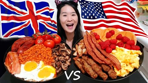 American Vs Full English Breakfast Mukbang How To Cook American
