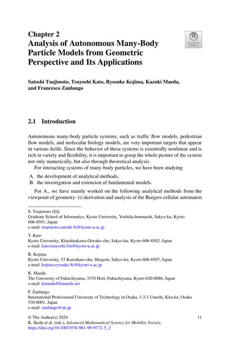 Pdf Analysis Of Autonomous Many Body Particle Models From Geometric Perspective And Its