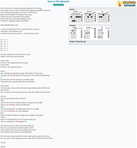 Chord Here In This Moment Beckah Shae Tab Song Lyric Sheet Guitar Ukulele Chords Vip