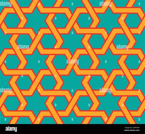 Interlocking Geometric Shapes Stars And Hexagons Seamless Pattern Arabic Style Tapestry