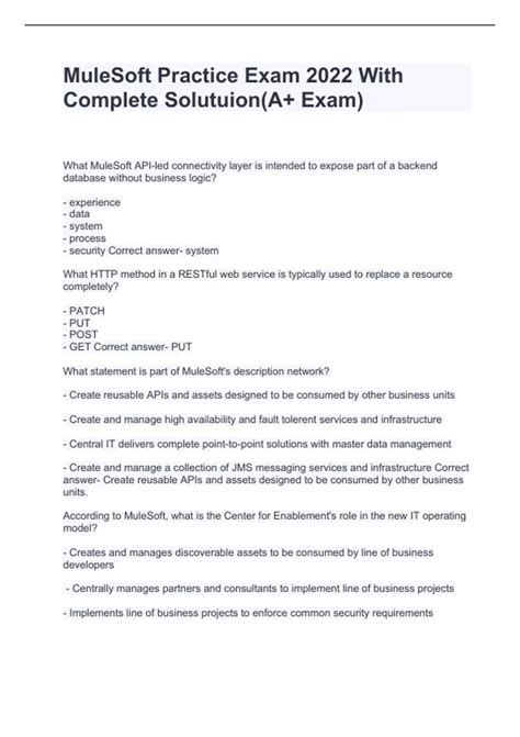 Mulesoft Practice Exam Questions And Answers 2024 2025 Complete Nursing Stuvia Us