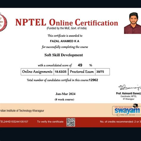 Earned Nptel Certification In Soft Skills Development Fazal Ahamed Posted On The Topic Linkedin