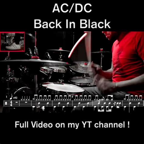 Acdc Back In Black Drum Cover With Scrolling Drum Sheet Acdc