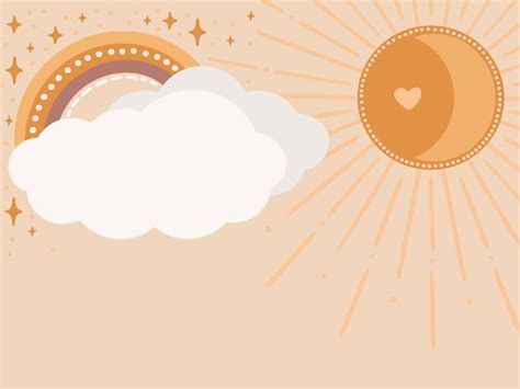 Lindo fondo bohemio para niños niños boho ilustración vectorial con arco iris sol estrellas