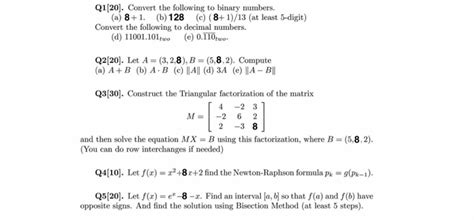 solved q1[20] convert the following to binary numbers a