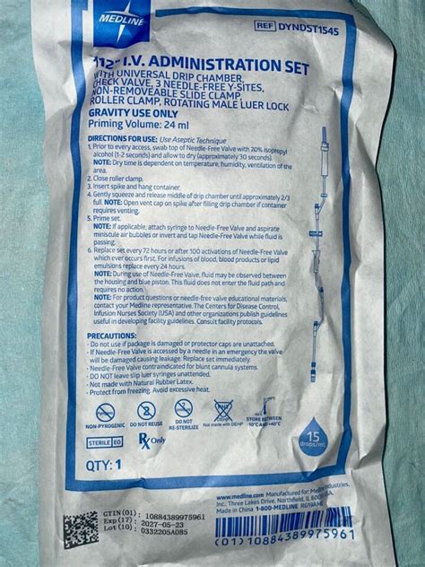 New Medline Dyndst1545 Box 50 Iv Administration Set With 3 Needle