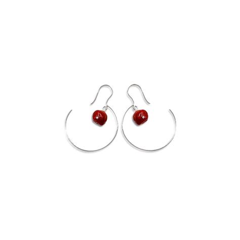 Boucles d oreilles créoles avec corail rouge