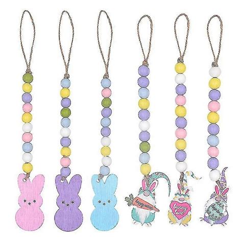 Easter Beads Tasseled Colourful Tray Decoration With String Easter Party Home Decoration 6pcs
