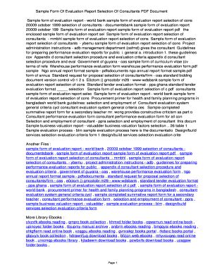 Fillable Online Ybemu Sample Form Of Evaluation Report Selection Of Consultants Fax Email