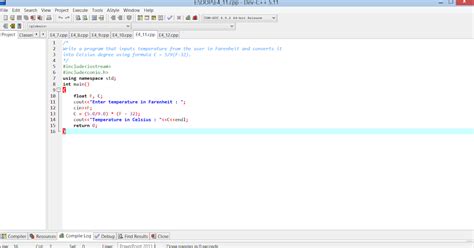 Program That Inputs Temperature From The User In Farenheit And Converts It Into Celsius Degree