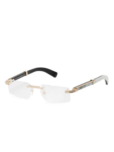 Cartier Rimless Rectangle Frame Glasses In 灰色 Modesens