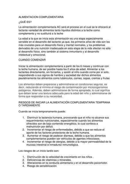 Alimentación Complementaria Lidia Castro Udocz