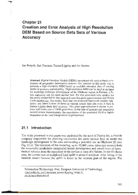 Pdf Creation And Error Analysis Of High Resolution Dem Based On