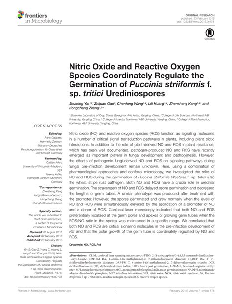 Pdf Nitric Oxide And Reactive Oxygen Species Coordinately Regulate