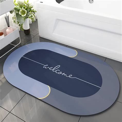 Tapis de bain en diatomite Nordique Absorbant Antidérapant Bleu