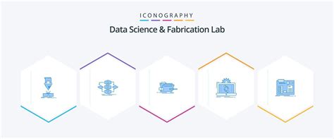 Data Science And Fabrication Lab 25 Blue Icon Pack Including Analysis Data Model Technical