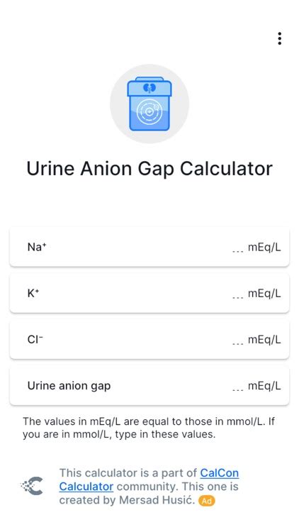 Urine Anion Gap Calculator By Stage Coding