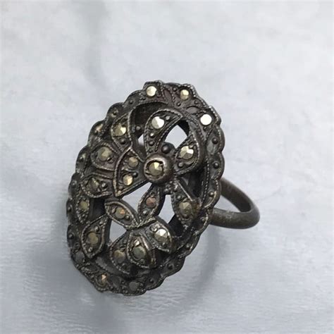 Vintage Art Deco Sterling Silver Marcasite Ring A Gem