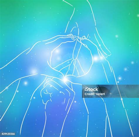 Ilustrasi Kontur Tangan Manusia Tanda Perdamaian Dan Percikan Api Pada