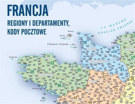FRANCJA NAKLEJKA MAPA ŚCIENNA KODY POCZTOWE