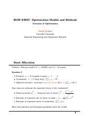 Overview Pdf IEOR E4007 Optimization Models And Methods Overview Of