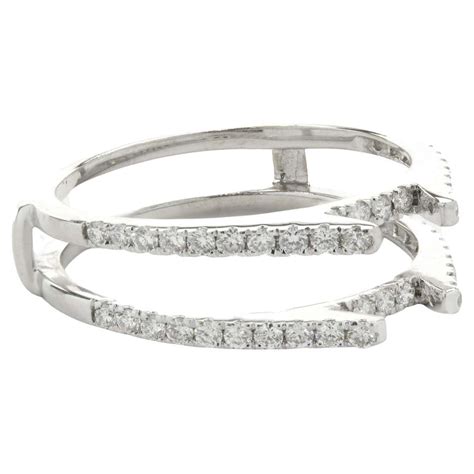 14 Karat White Gold Interlocking Engagement Ring Guard For Sale At