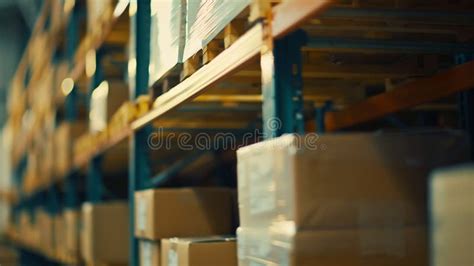 Generative Ai Blurred Warehouse Space Tall Shelf Storage Warehouse