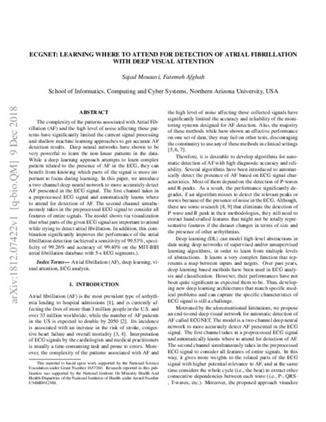 Pdf Ecgnet Learning Where To Attend For Detection Of Atrial Fibrillation With Deep Visual